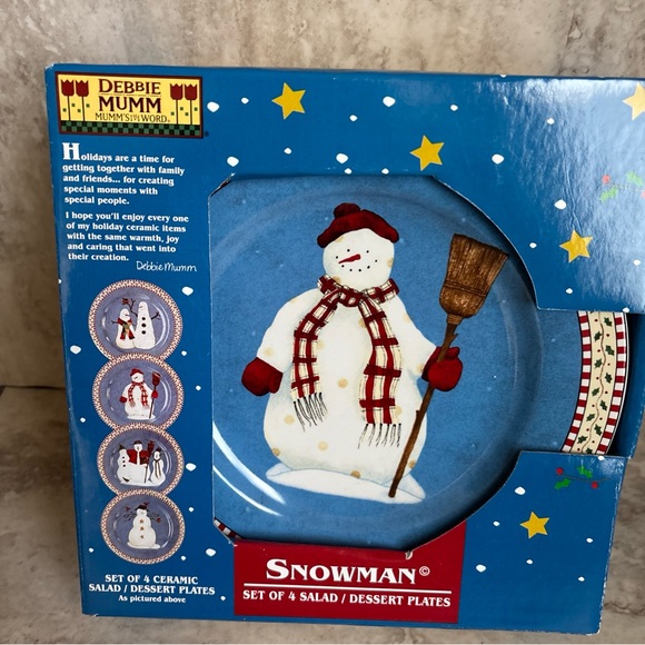 Sakura | Holiday | Vintage Debbie Mumm Snowman 8 Dessert Or Salad ...